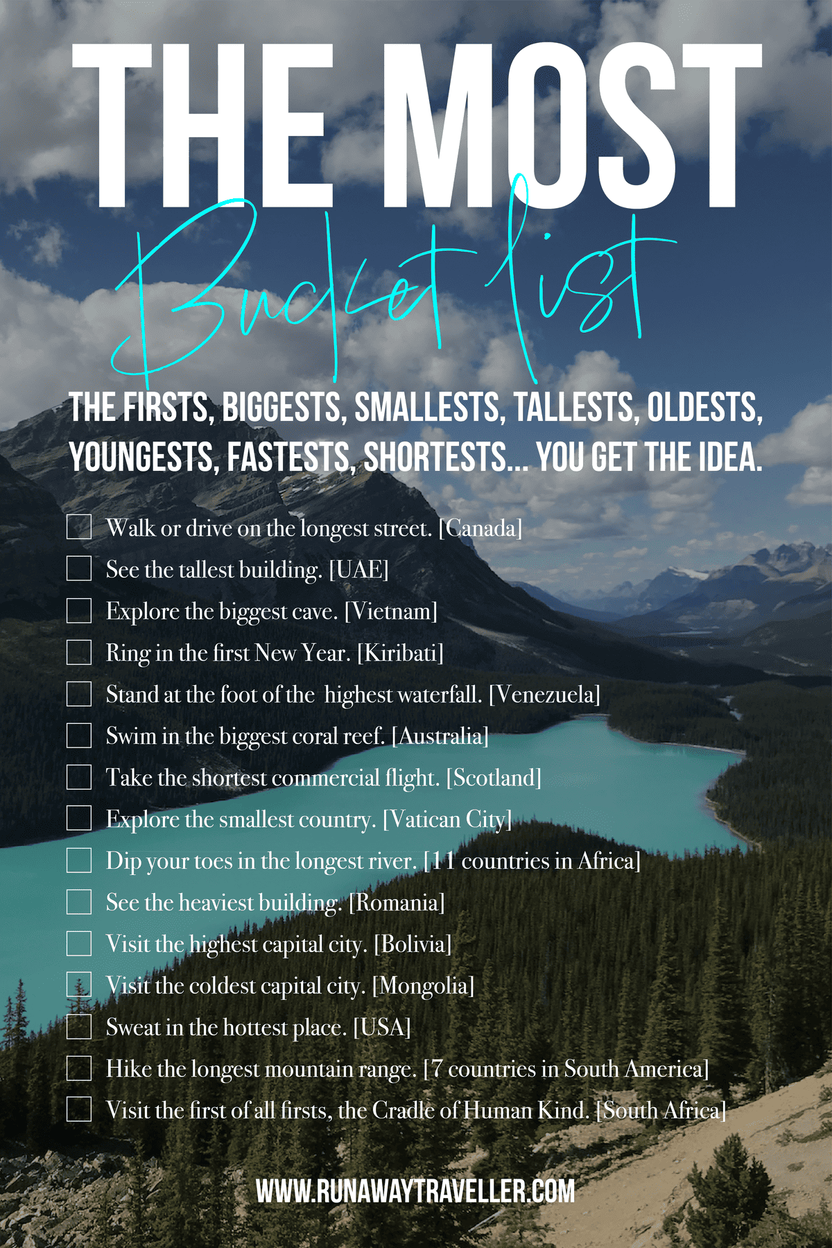 The "Most Bucket List" — Oldests, Tallests, Highests & More