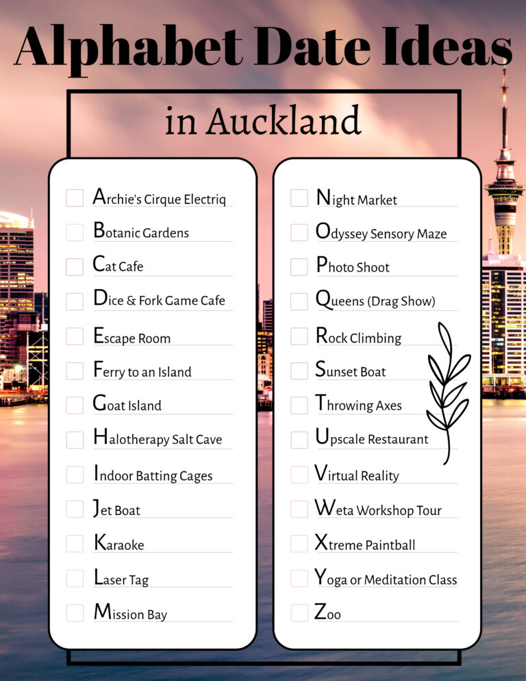 Alphabet Date Ideas in Auckland, New Zealand